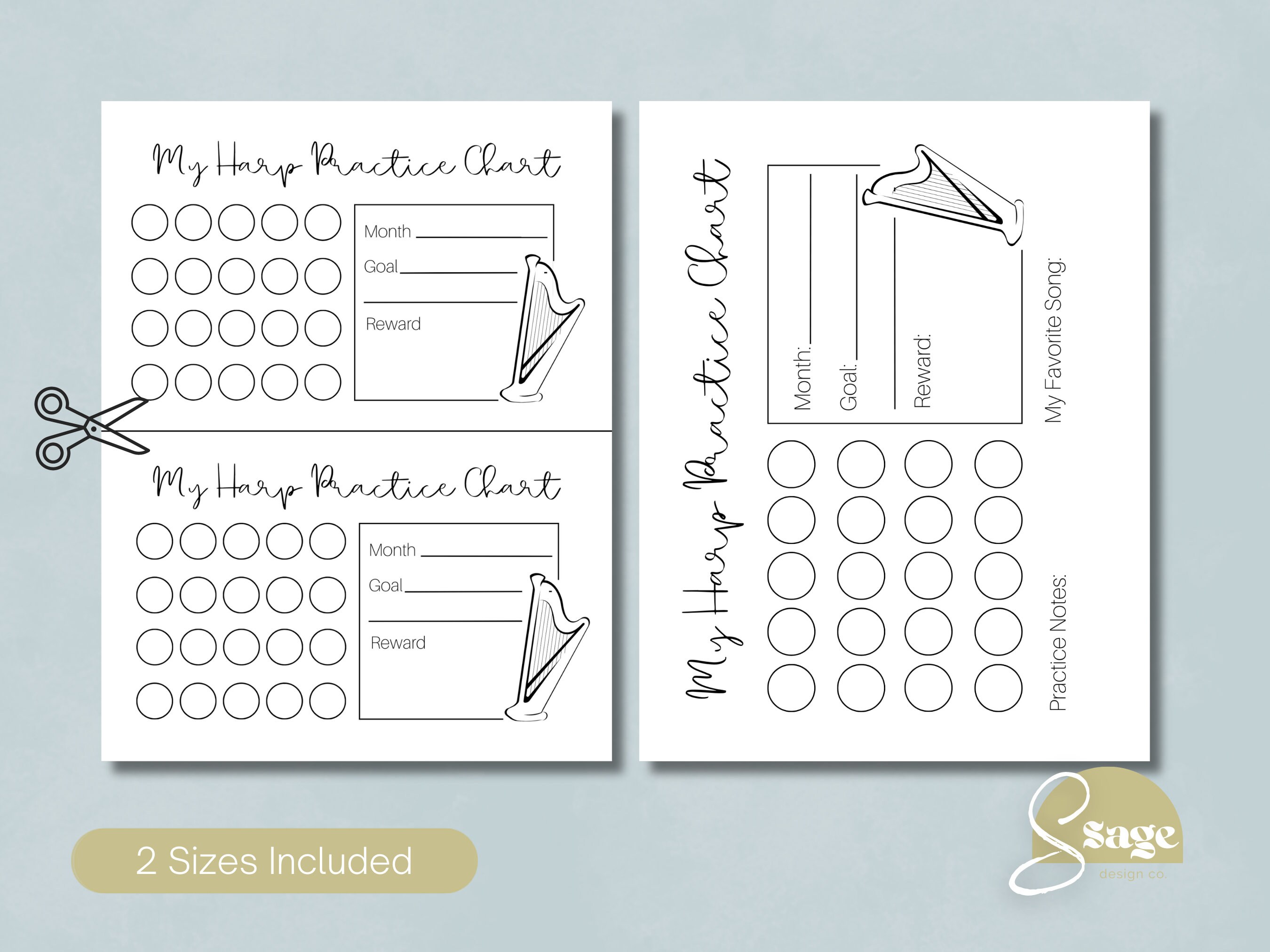 Harp Practice Chart Harp Practice for Kids Harp Teacher Harp Lessons ...