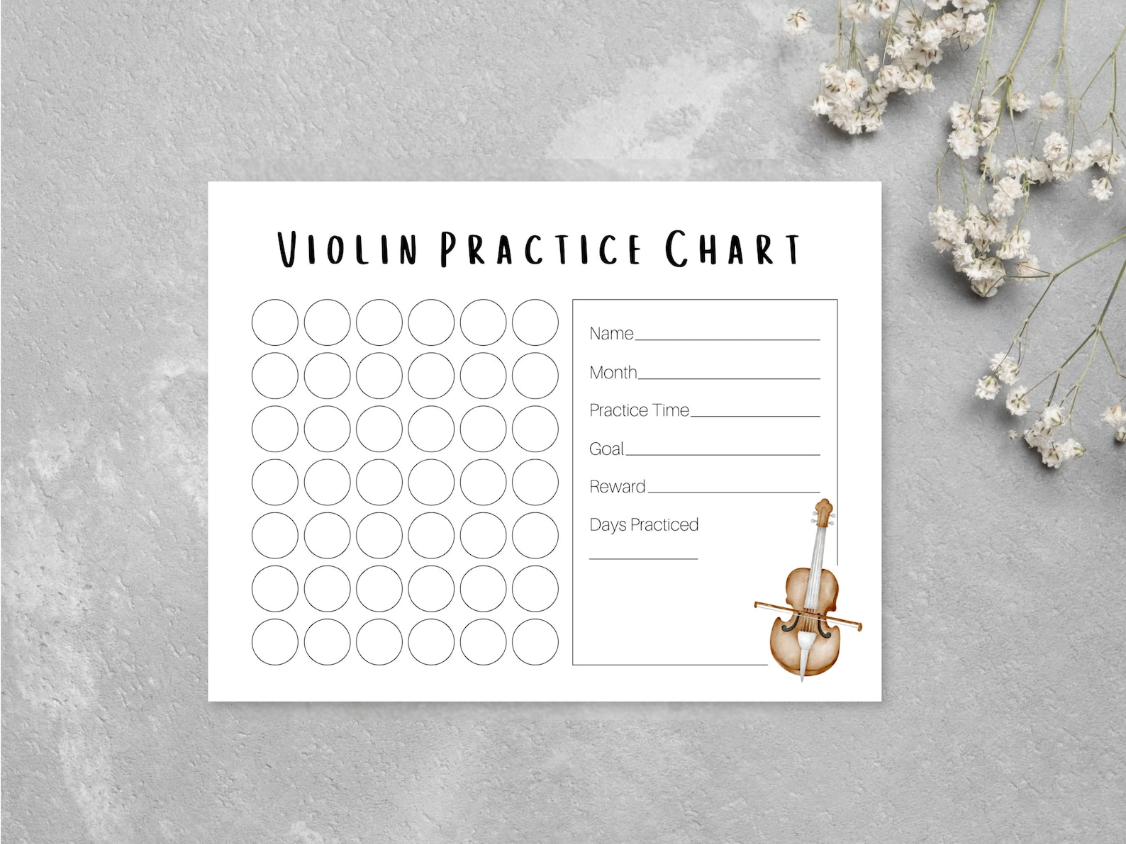 Violin Practice Chart Violin Practice for Kids Violin Teacher Violin ...