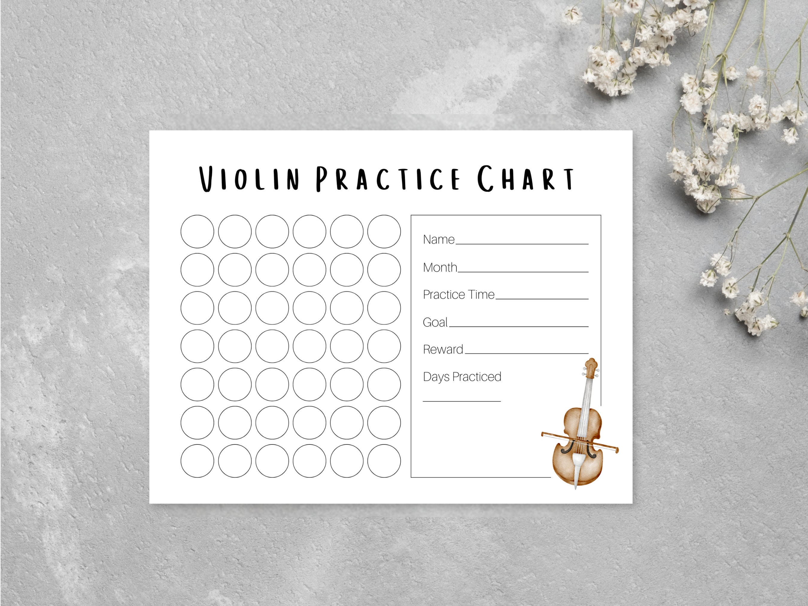 Violin Practice Chart Violin Practice for Kids Violin Teacher Violin ...