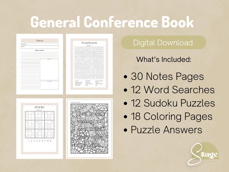 General Conference Youth and Adult Packet | Notes | Sudoku | Word ...