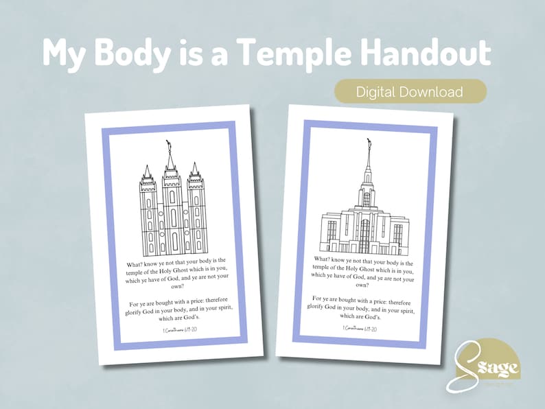 Your Body is a Temple | LDS Primary Handout | LDS Temple Kids | My Body ...