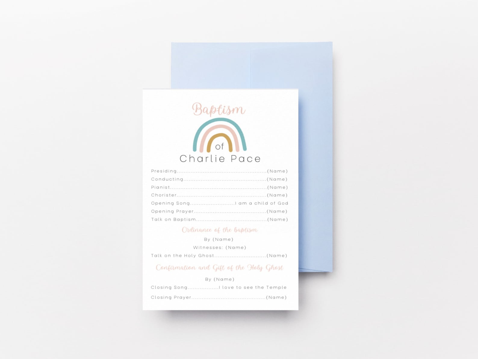 LDS Baptism Program Template | Easy Baptism Template | LDS Baptism ...