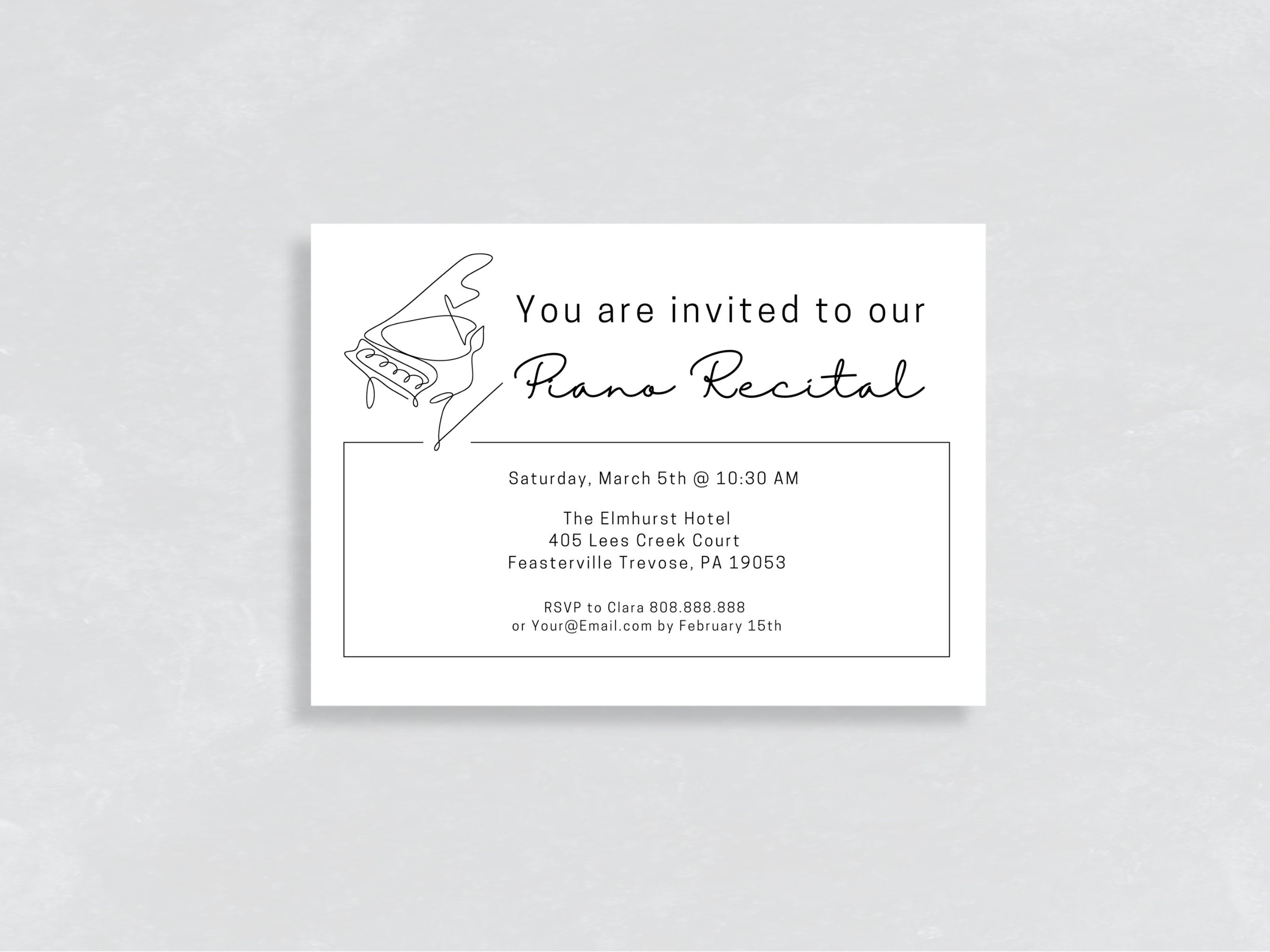 Piano Recital Editable Template Download | Music Recital Invitation ...