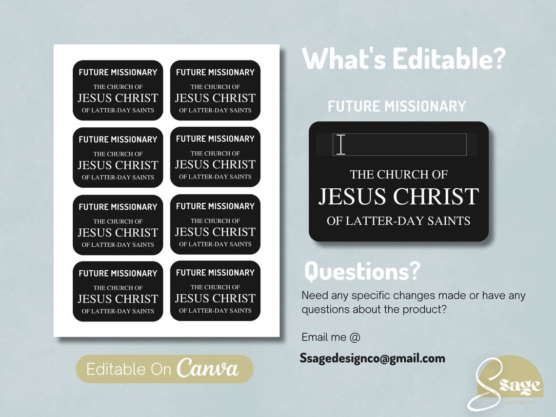 LDS Missionary Tag Template PDF Future Missionary - Etsy