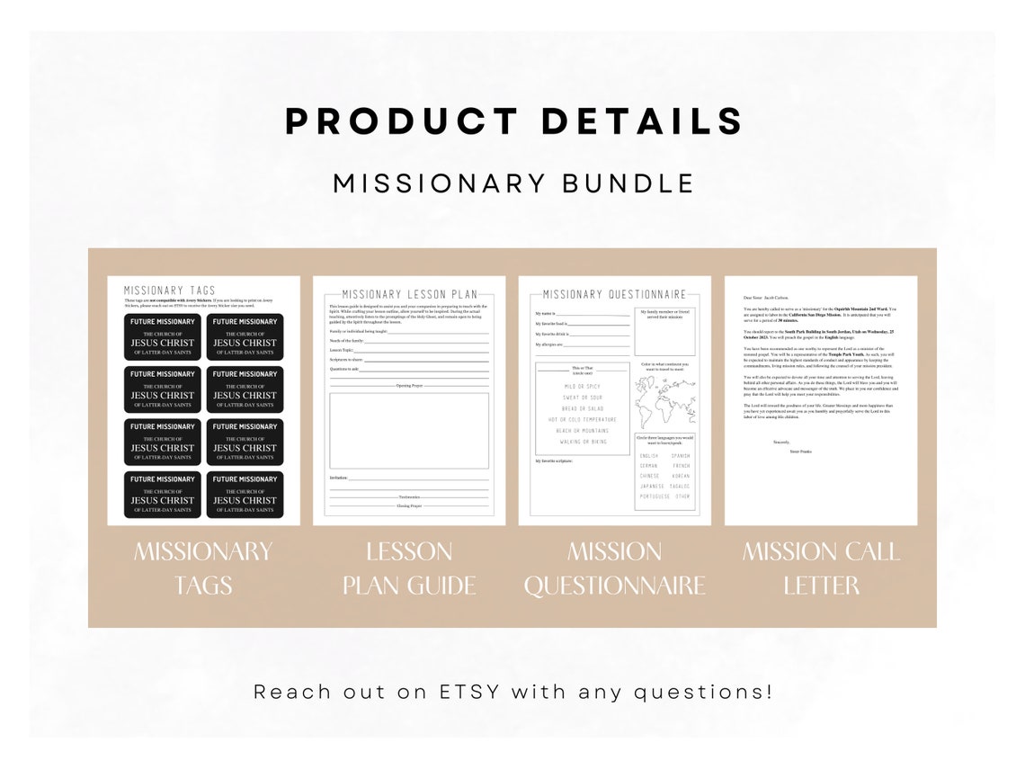 LDS Mini Mission Bundle | LDS Missionary Name Tags | LDS Mission Call ...
