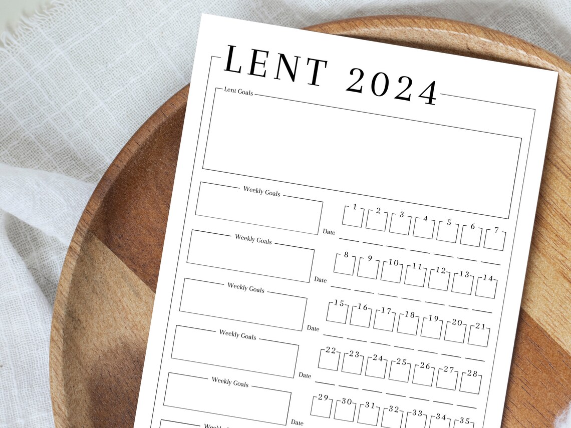 40 Days of Lent Goal Tracker 2024 | Daily Lent | Lenten Planner | 40 ...