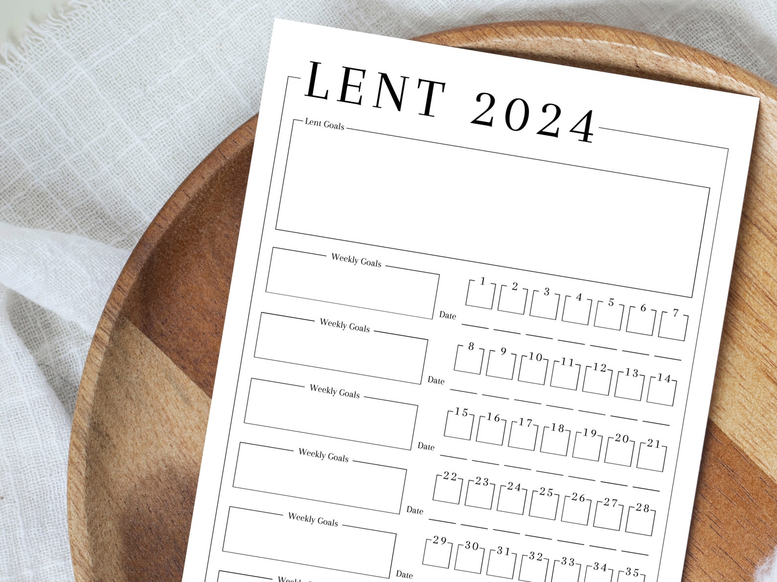 40 Days of Lent Goal Tracker 2024 | Daily Lent | Lenten Planner | 40 ...