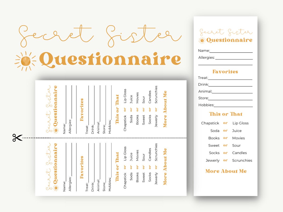 Secret Sister Girls Camp Survey Lds Girls Camp Digital Download Unlimited Copies Lds
