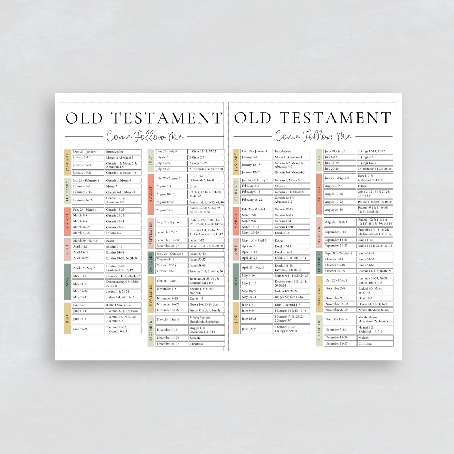 Handout Come Follow Me Old Testament Reading Schedule | Come Follow Me ...