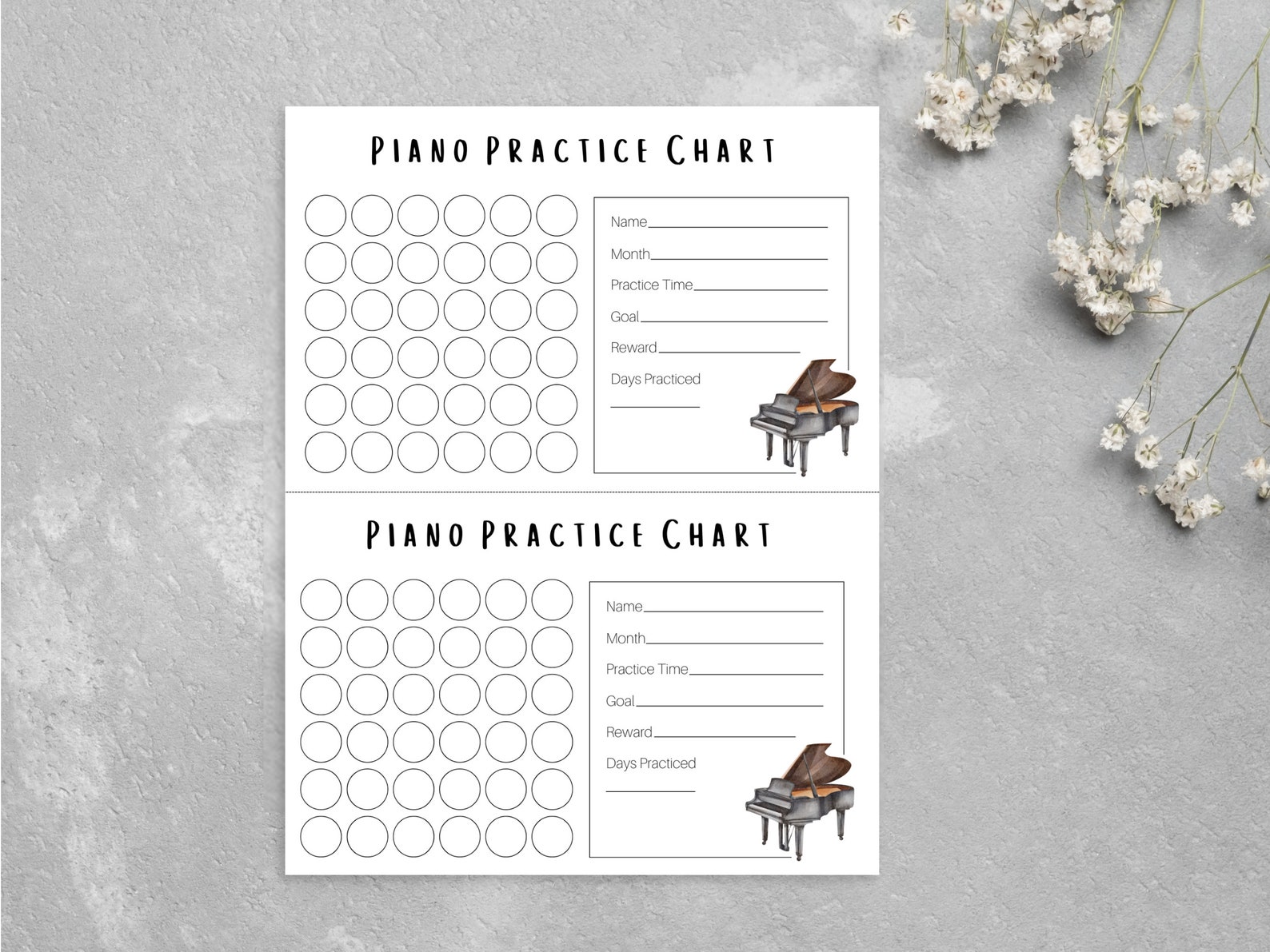 Piano Practice Chart Piano Practice for Kids Piano Teacher Piano ...