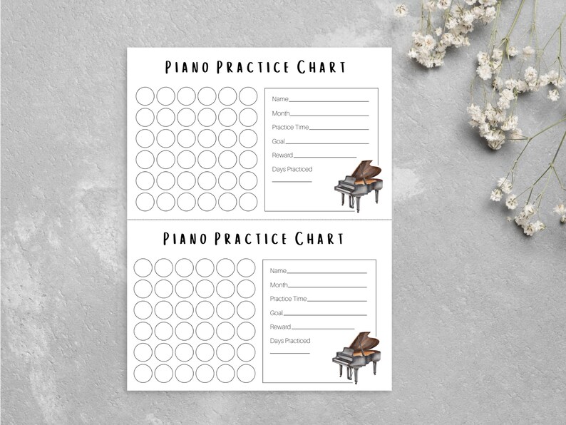Piano Practice Chart Piano Practice for Kids Piano Teacher Piano ...