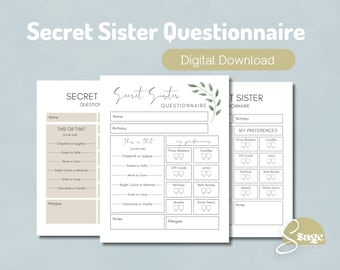 Secret Sister Questionnaire - Girls Camp 2023 - YW Camp - LDS YW - Etsy