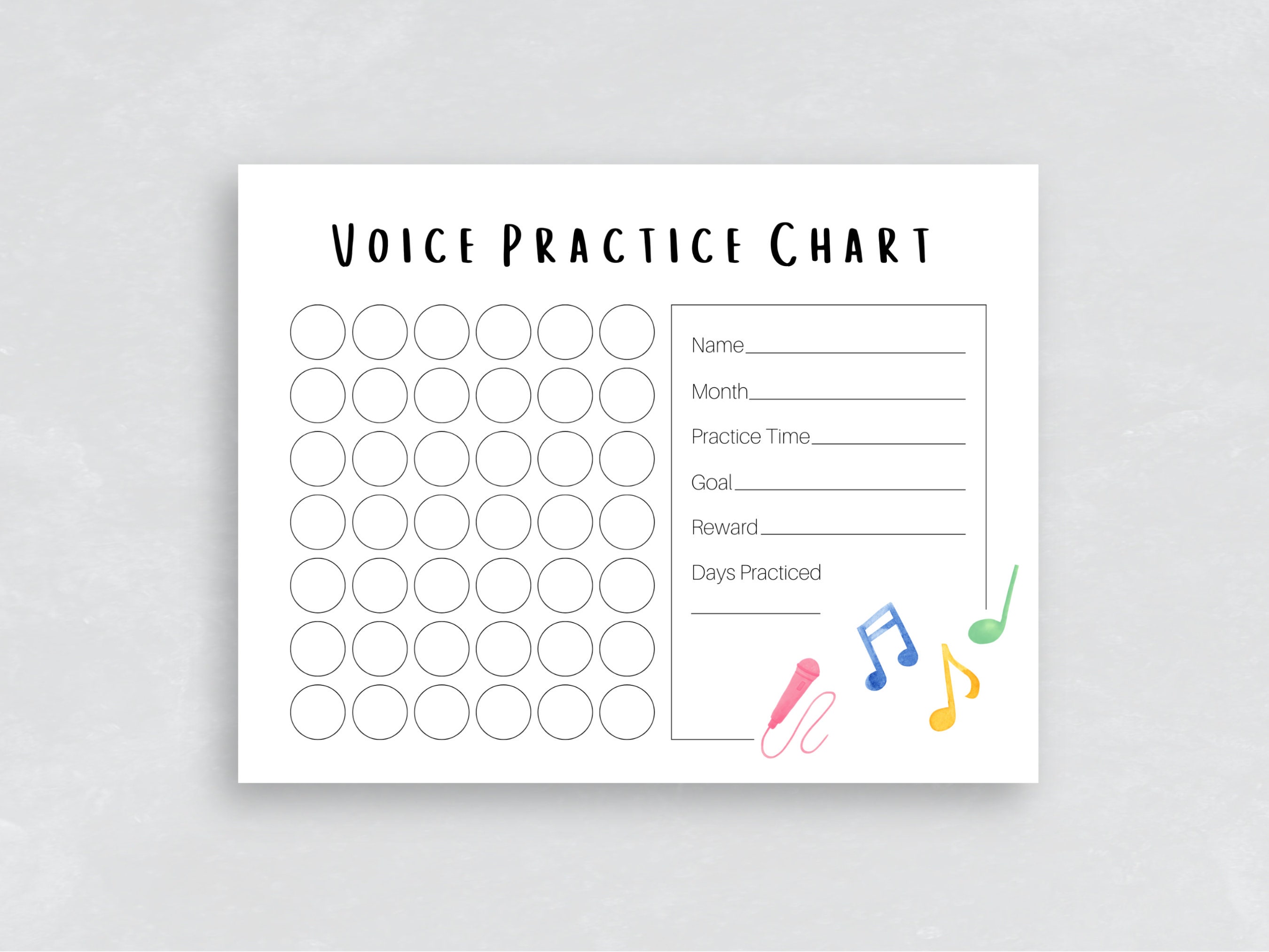 Voice Practice Chart | Singing Practice for Kids | Voice Teacher ...