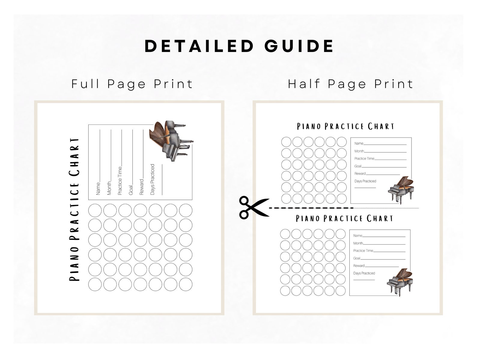 Piano Practice Chart | Piano Practice for Kids | Piano Teacher | Piano ...
