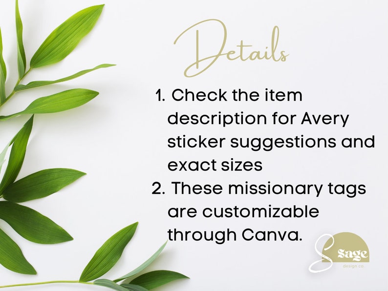 LDS Missionary Tag Editable Avery Sticker Missionary Name - Etsy