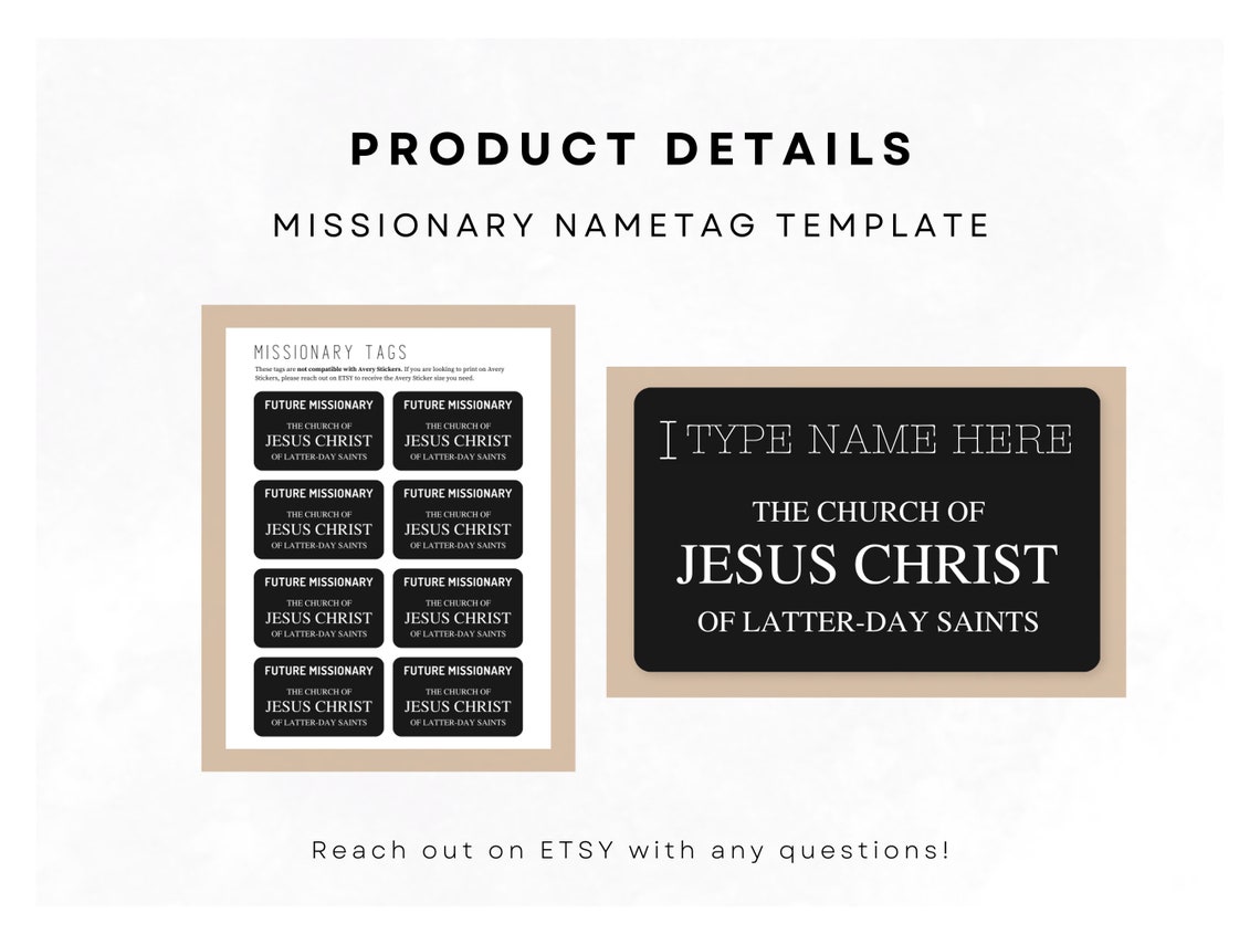 LDS Missionary Tag Template + PDF | Future Missionary | Missionary Name ...