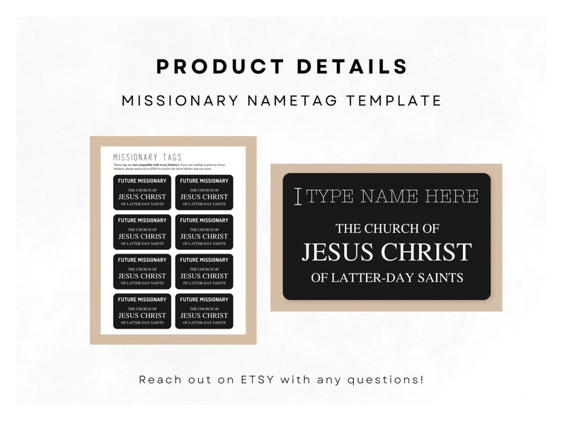 LDS Missionary Tag Template + PDF | Future Missionary | Missionary Name ...