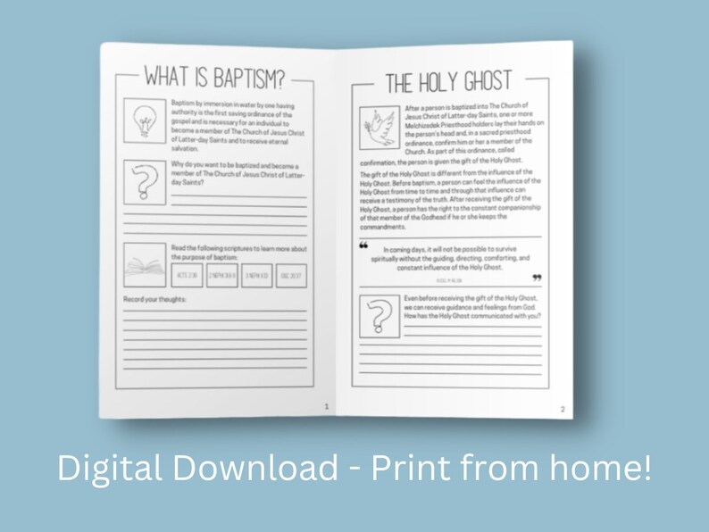 Baptism Activity Book | Black&white Baptism Booklet | Great to Be 8 ...