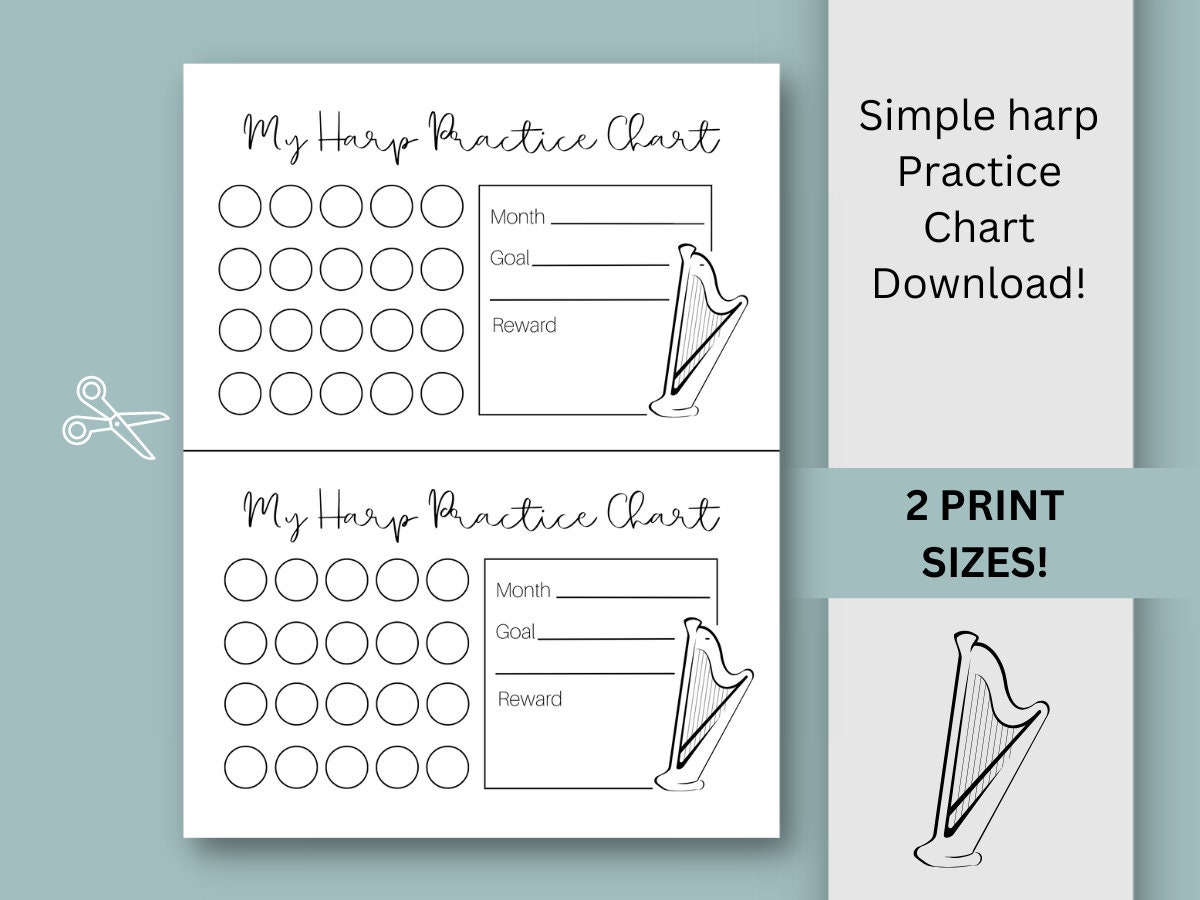 Harp Practice Chart Harp Practice for Kids Harp Teacher - Etsy
