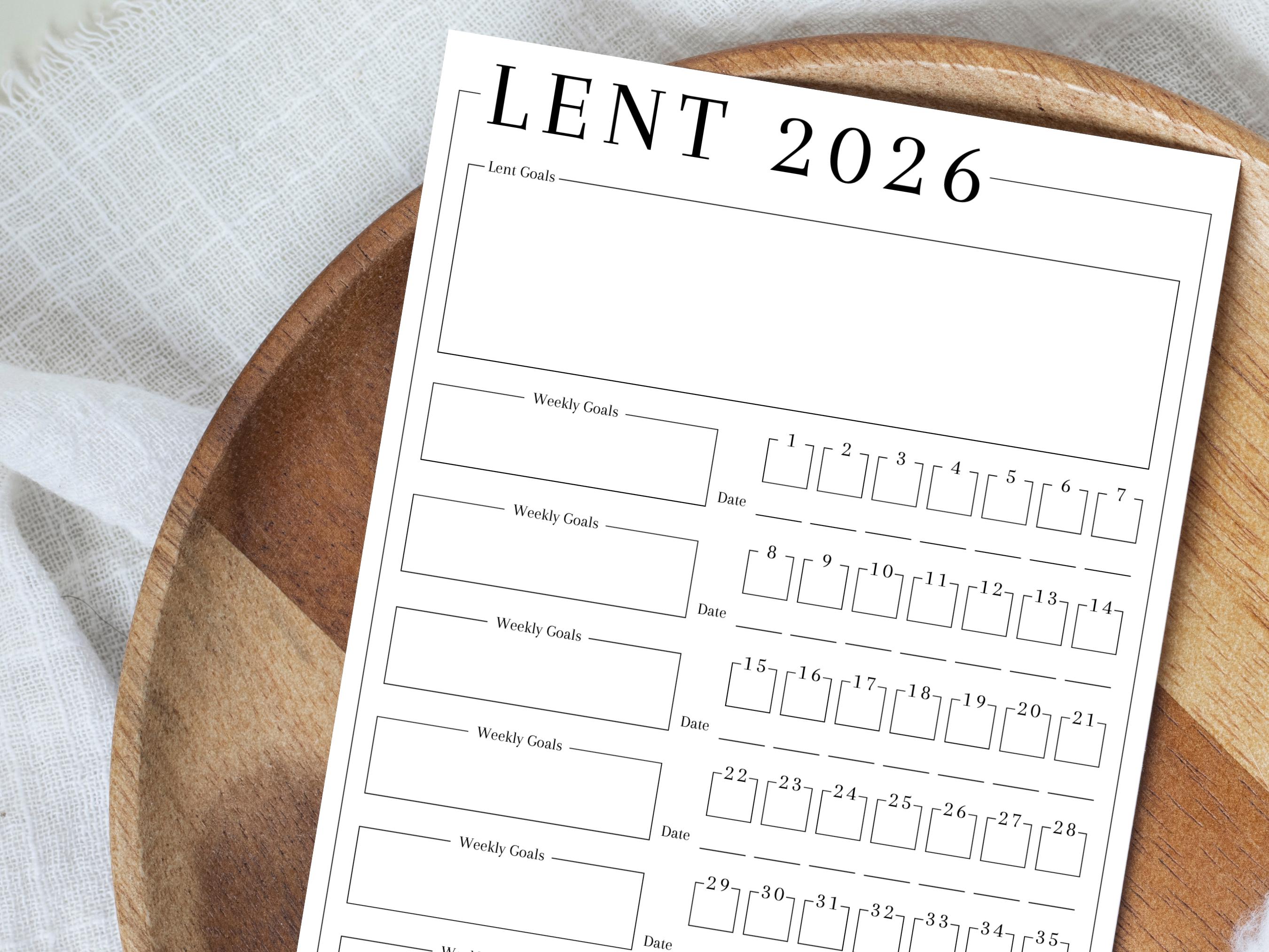 40 Days of Lent Goal Tracker 2026 | Daily Lent | Lenten Planner | 40 ...