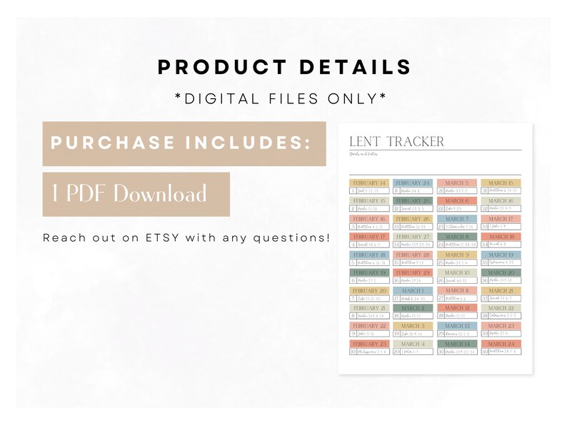 LENT Tracker 2024 | Lent Scripture Study | Daily Lent Study | Bible ...
