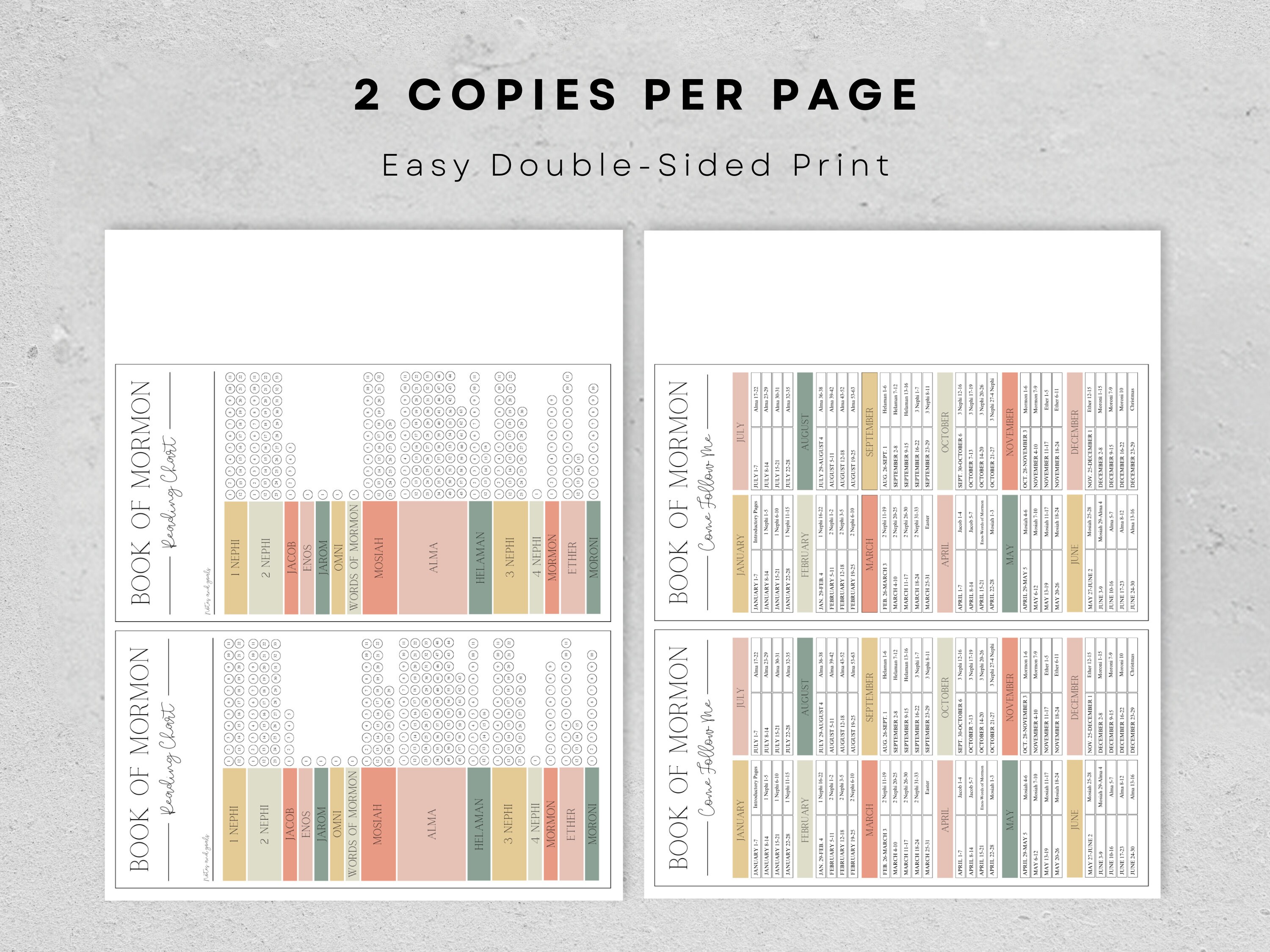 Come Follow Me Book of Mormon Reading Schedule and Chart Handout| Come ...