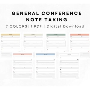 General Conference Note Taking | 7 Colors | General Conference Notes ...