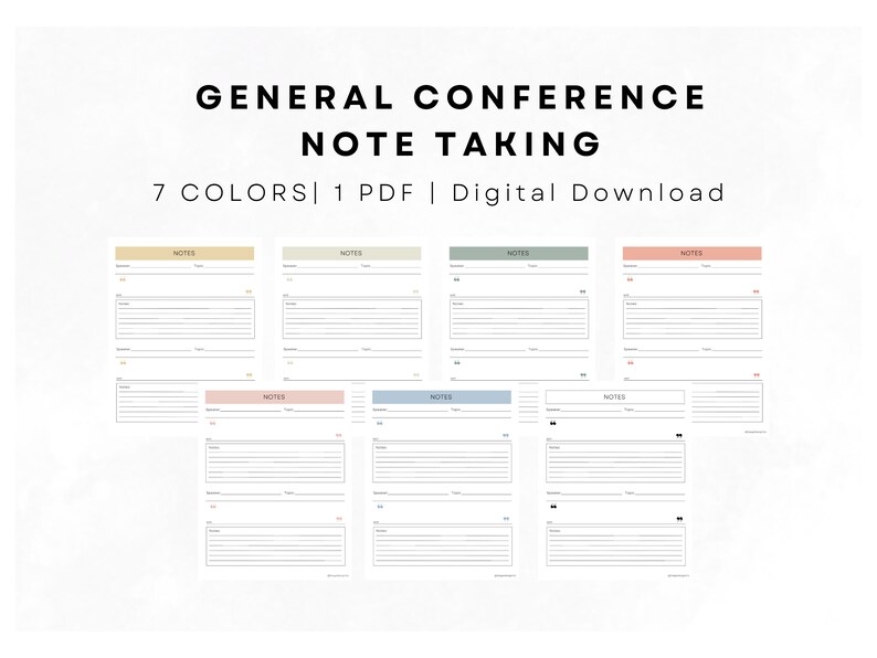 General Conference Note Taking | 7 Colors | General Conference Notes ...