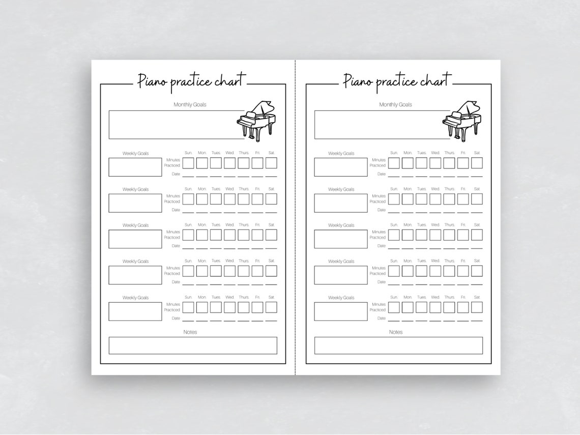 Piano Practice Chart | Piano Practice for Kids | Piano Teacher | Piano ...
