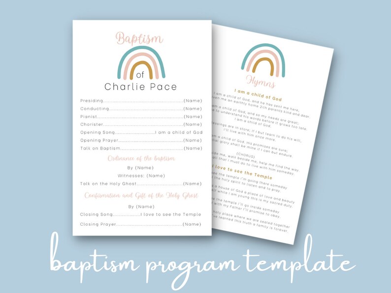 LDS Baptism Program Template Easy Baptism Template LDS - Etsy