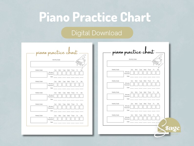 Piano Practice Chart Piano Practice for Kids Piano Teacher Piano ...