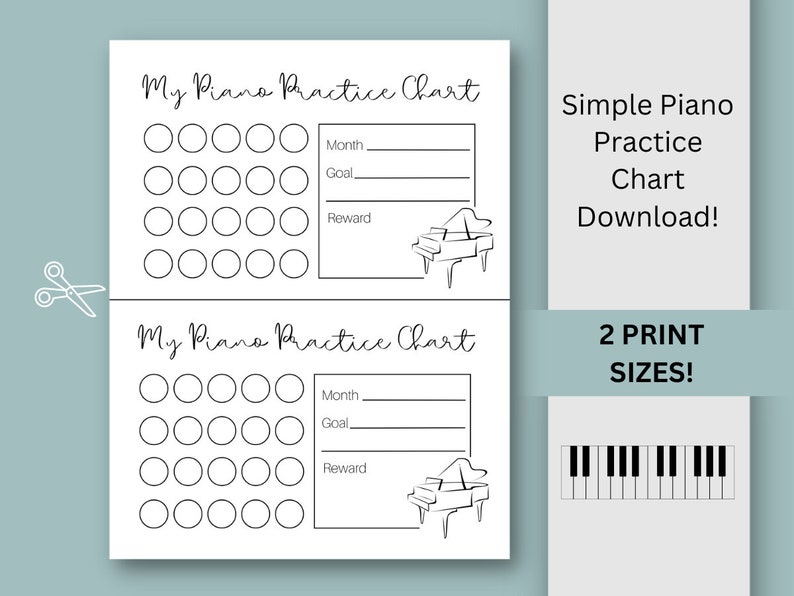 Piano Practice Chart Piano Practice for Kids Piano Teacher - Etsy