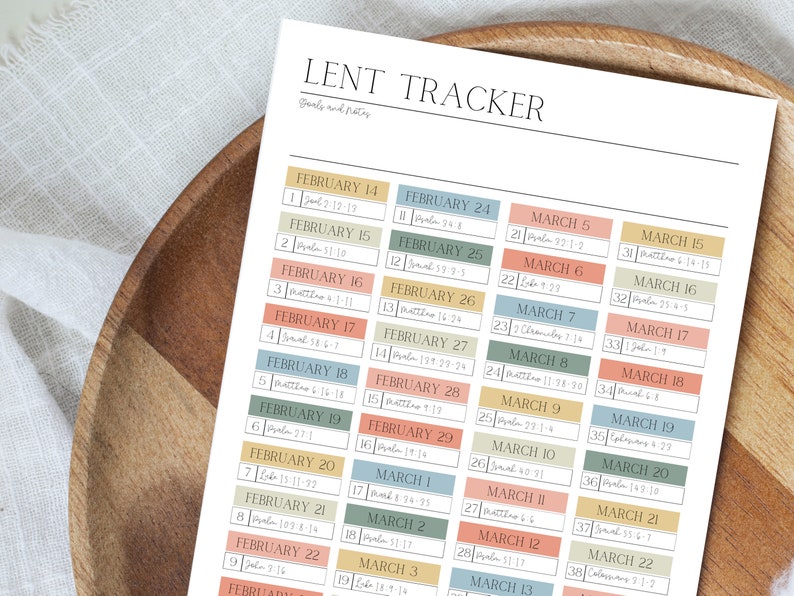LENT Tracker 2024 | Lent Scripture Study | Daily Lent Study | Bible ...