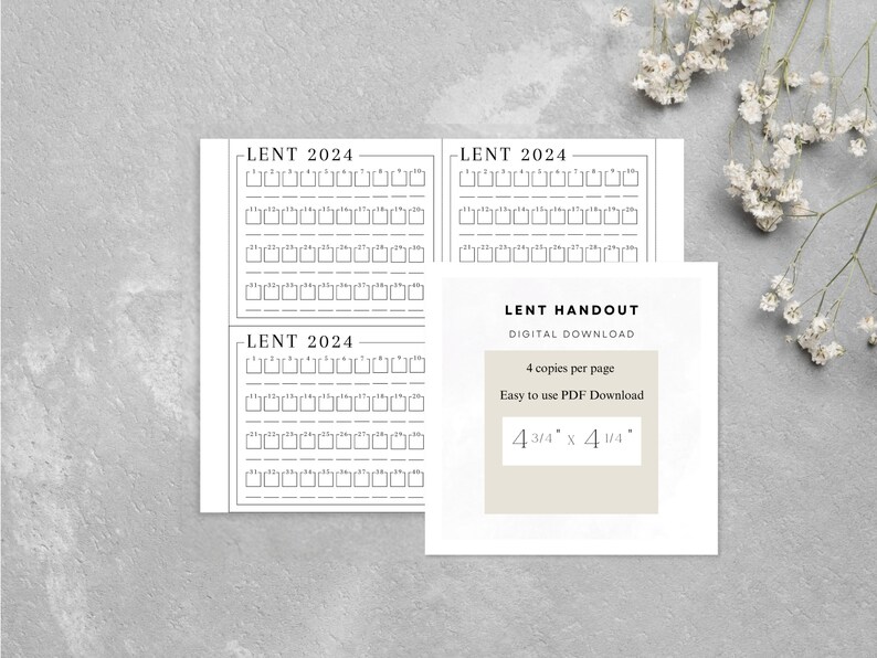 LENT Tracker 2024 Handout | Lent Scripture Study | Daily Lent Study ...