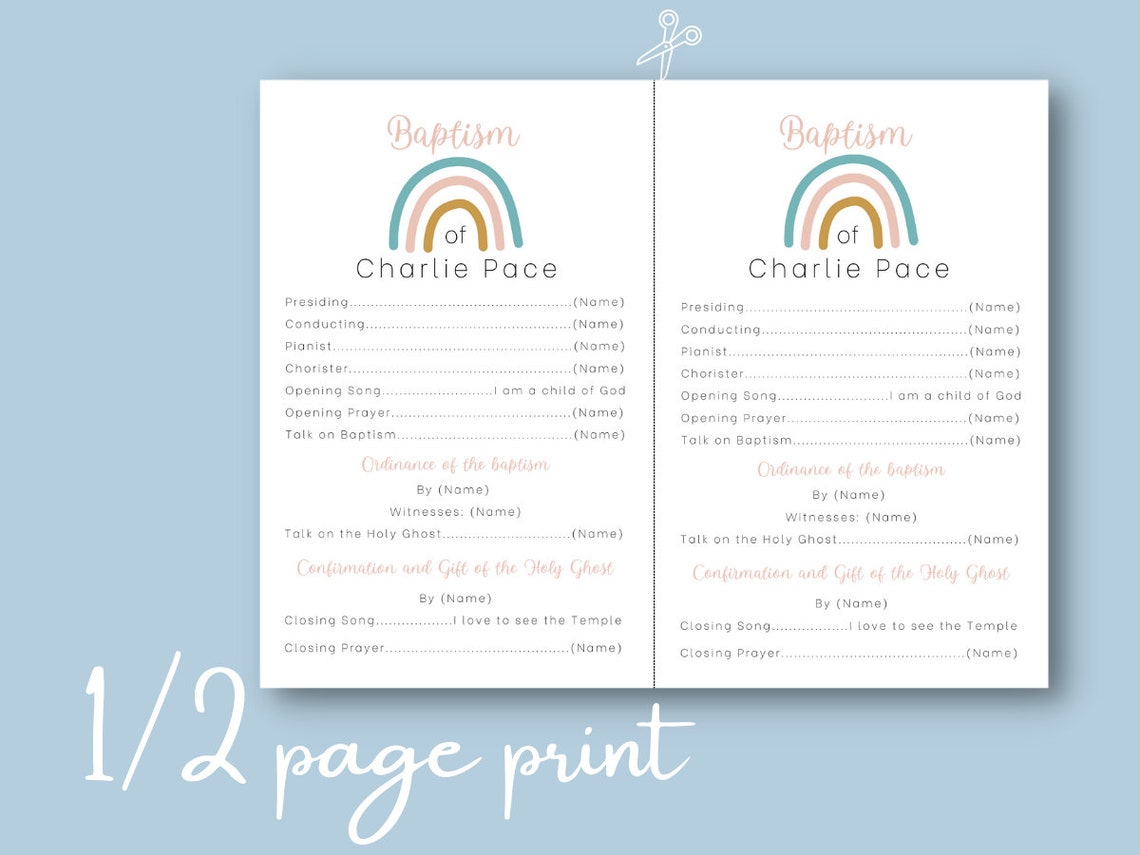 LDS Baptism Program Template Easy Baptism Template LDS - Etsy