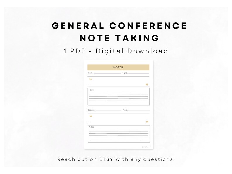 General Conference Note Taking PDF Digital Download General Conference ...
