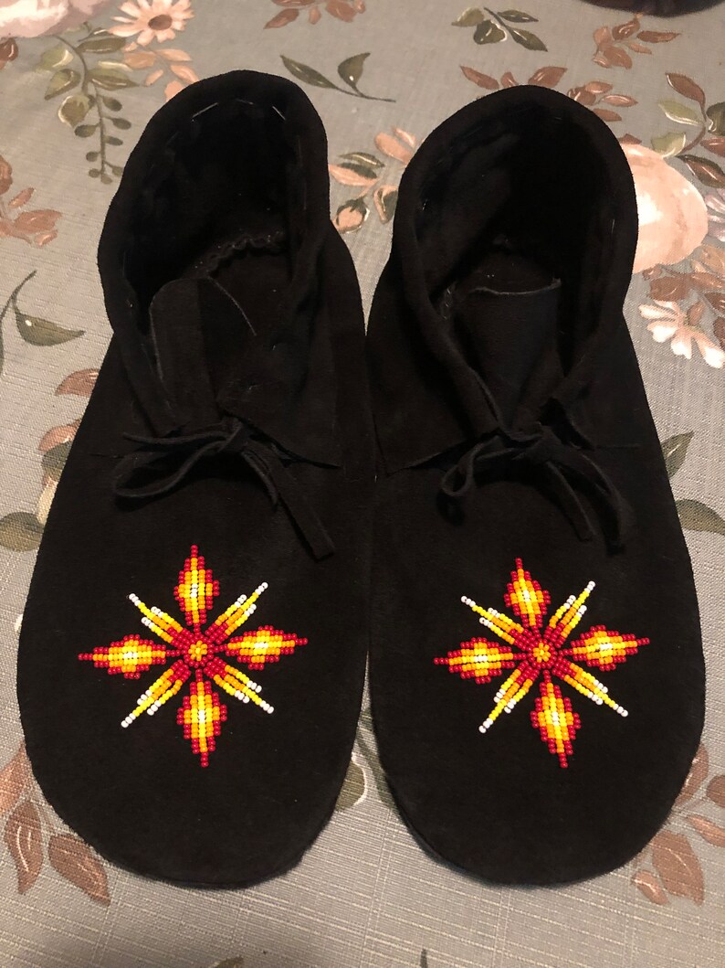 Children's Traditional "burst" Moccasins- Cowhide Leather - Etsy