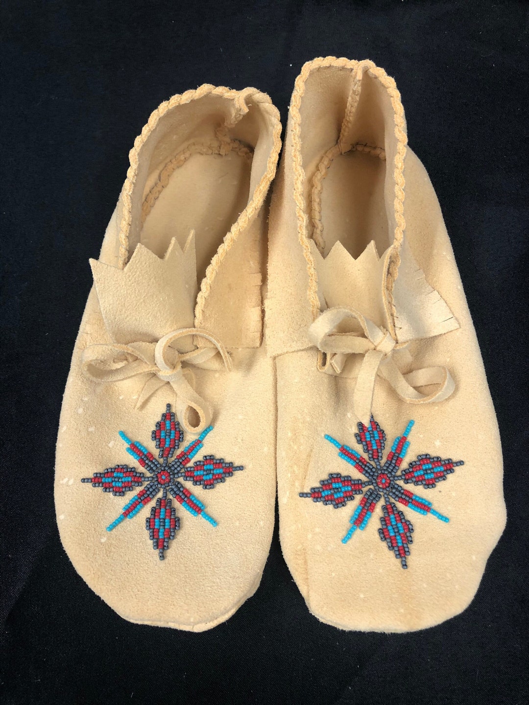 Handmade Traditional *ancient Burst* Beaded Moccasins - Buckskin - Etsy