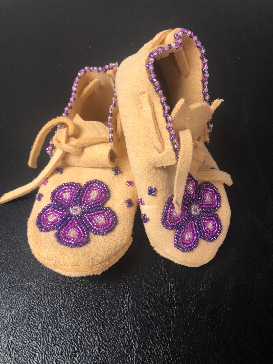 Newborn/children's Traditional "petals" Beaded Moccasins - Buckskin - Etsy