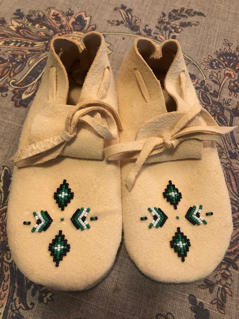 Children's Traditional Beaded Moccasins -buckskin - Etsy