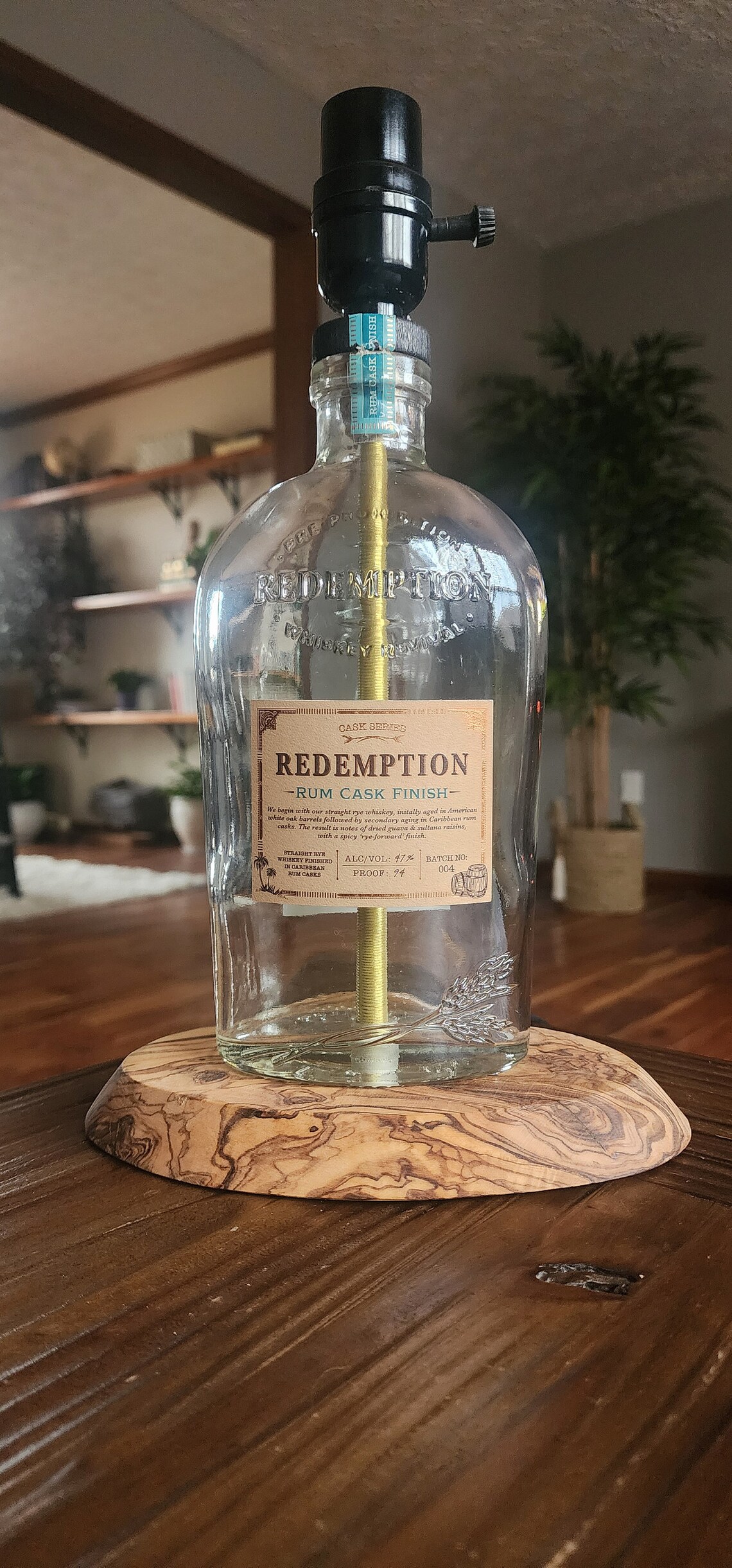 REDEMPTION rum Cask Finish Rye Bottle Lamp - Etsy