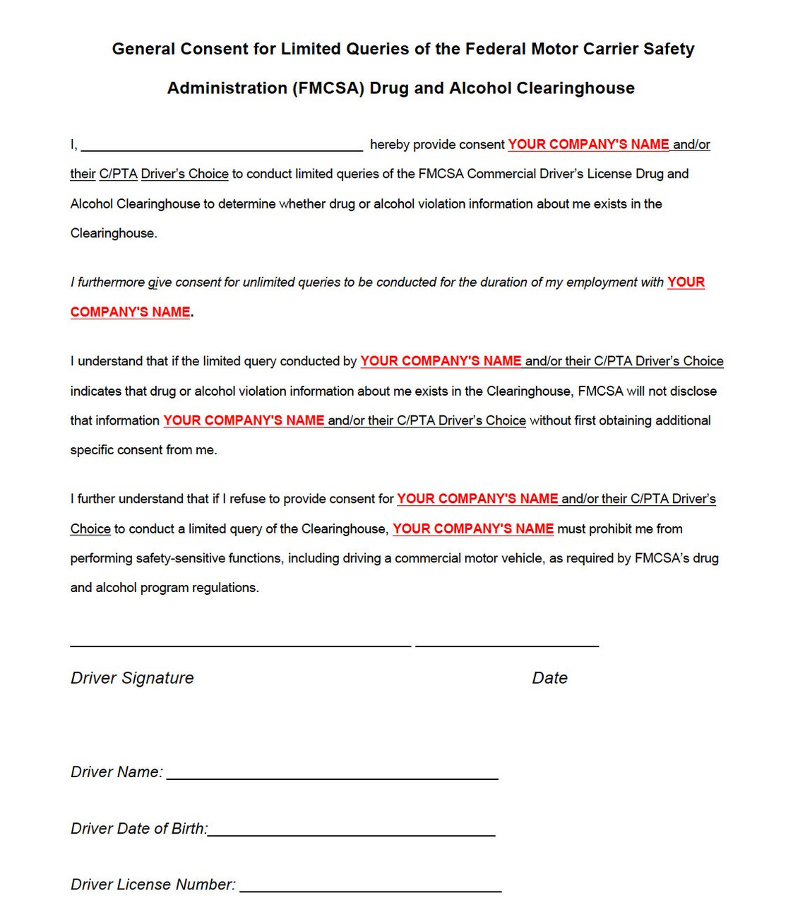 Truck Driver Contract / Application Template | Owner- Operator Driver ...