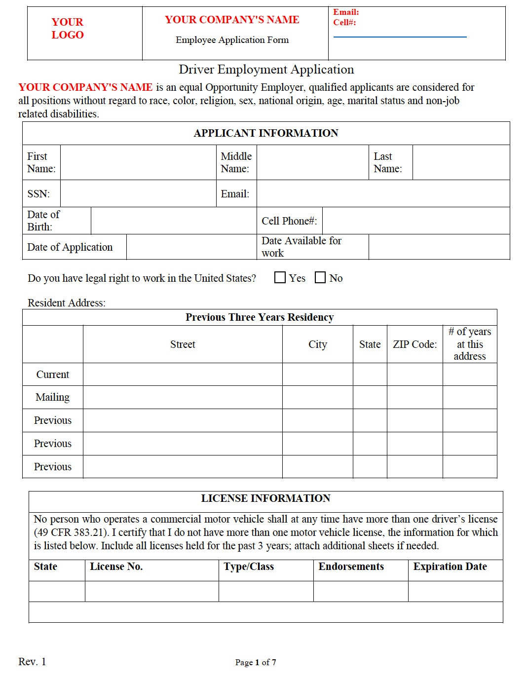 Truck Driver Contract / Application Template | Owner- Operator Driver ...