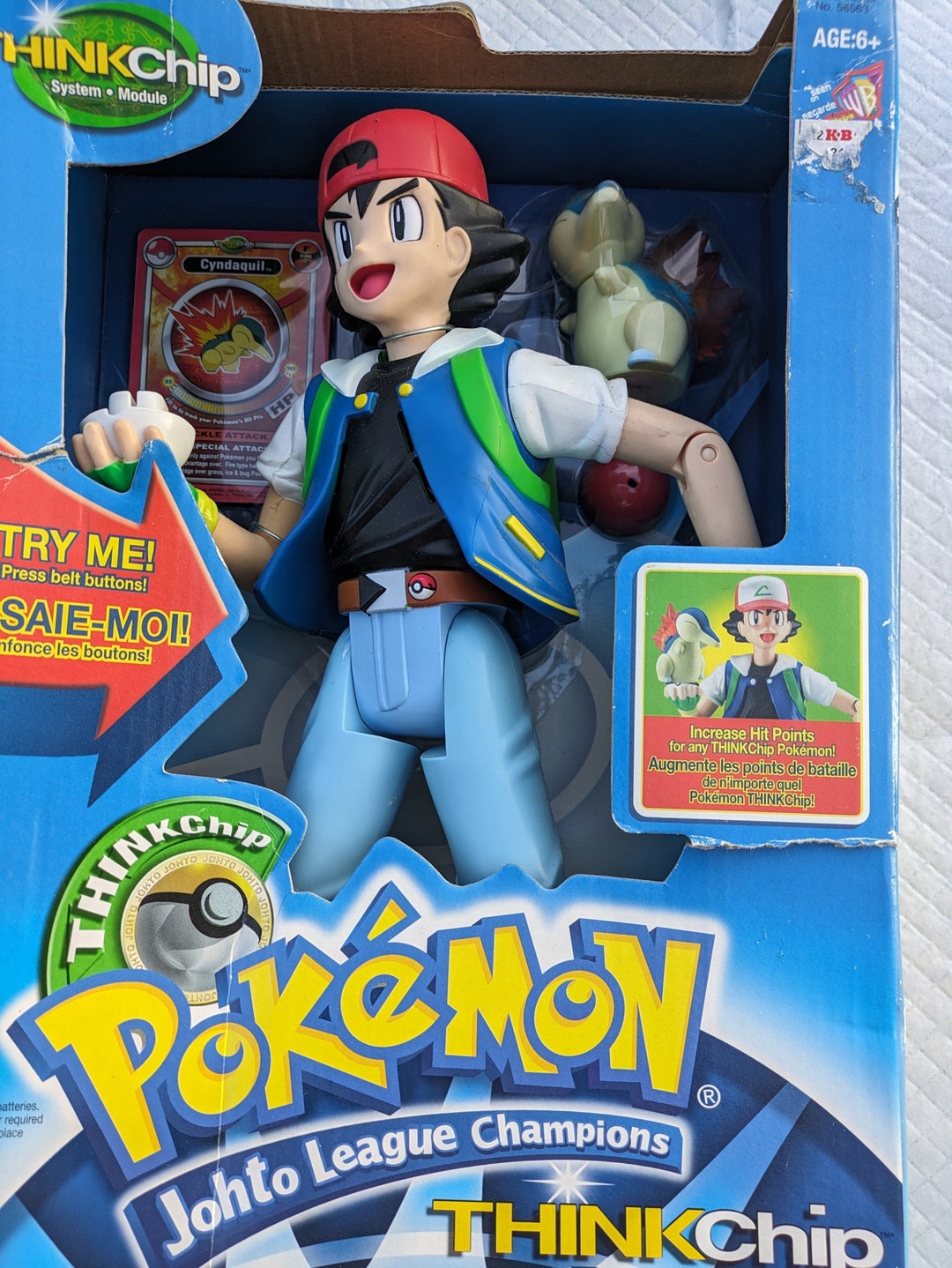 1995 Pokemon Action Figure. Thinkchip Ash & Cyndaquil. Package Torn in ...