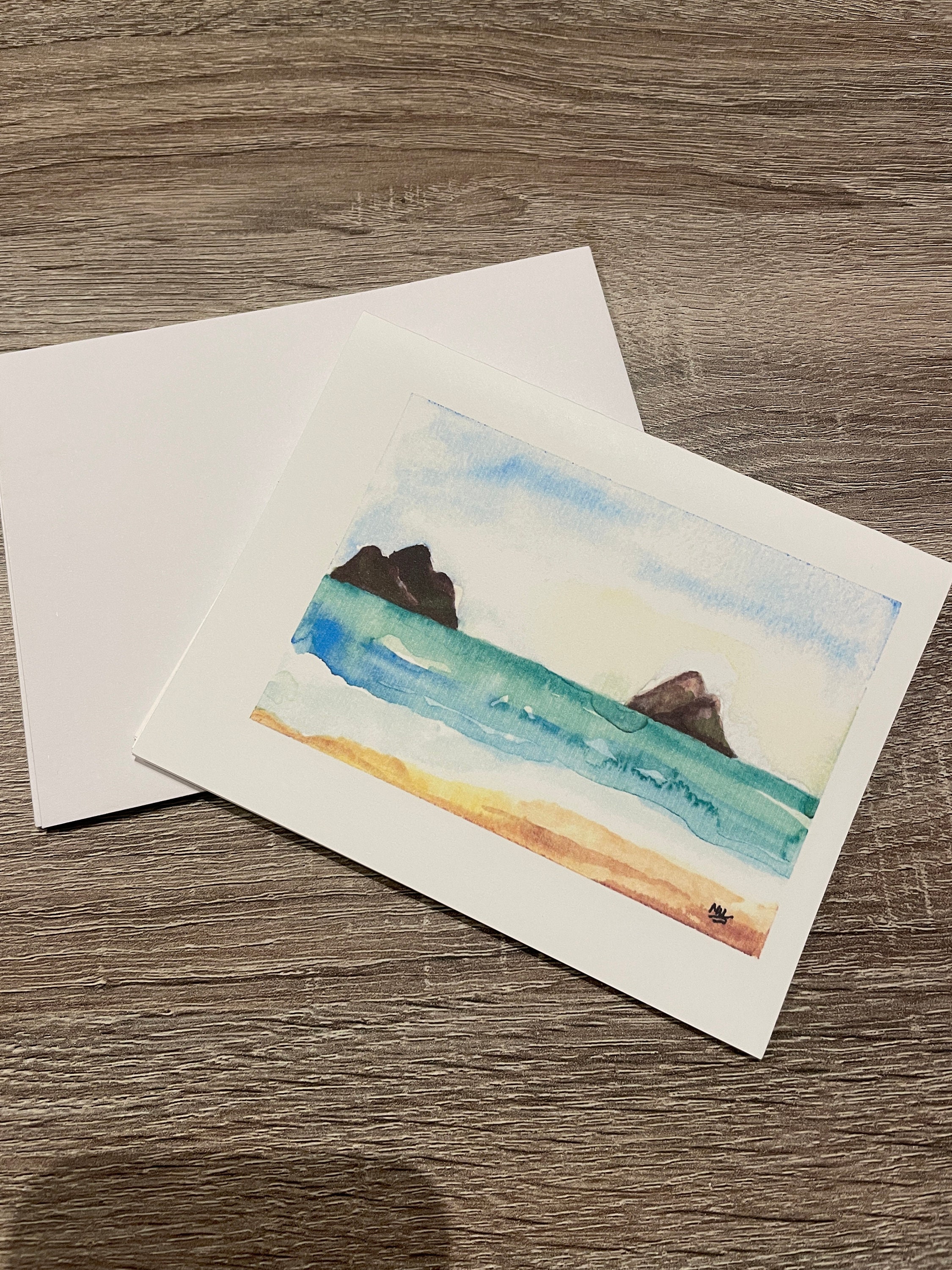 Hawaiian Beach Watercolor Card - Etsy