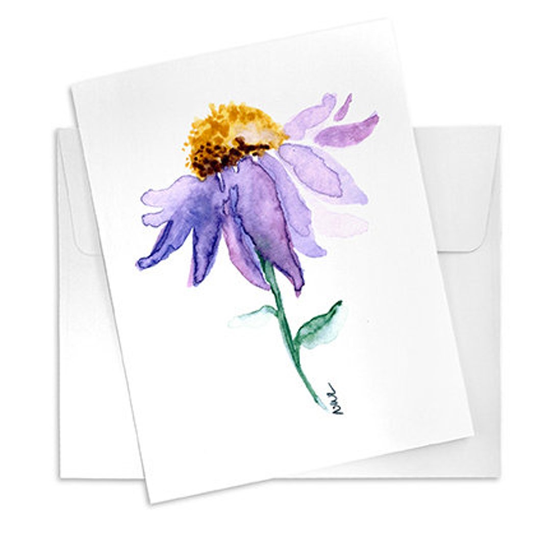 A Purple Daisy Water Color Card Set and Notebook - Etsy