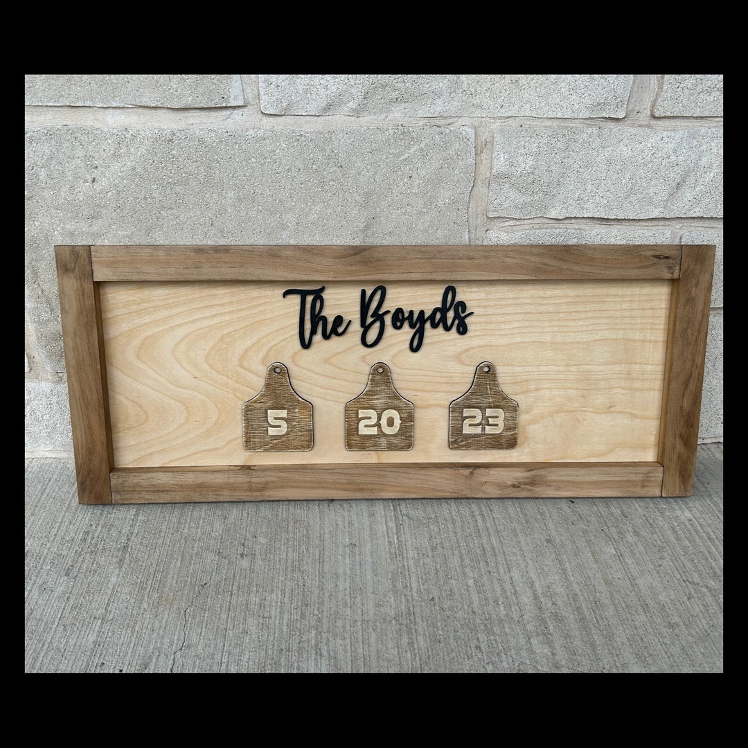 Custom Wood Sign: Cow Tag Guest Book, Personalized Family Name - Etsy