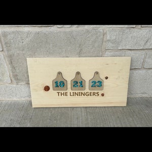 Custom Cow Tag Wedding Sign: Turquoise Inlay, Established Date, Guest ...