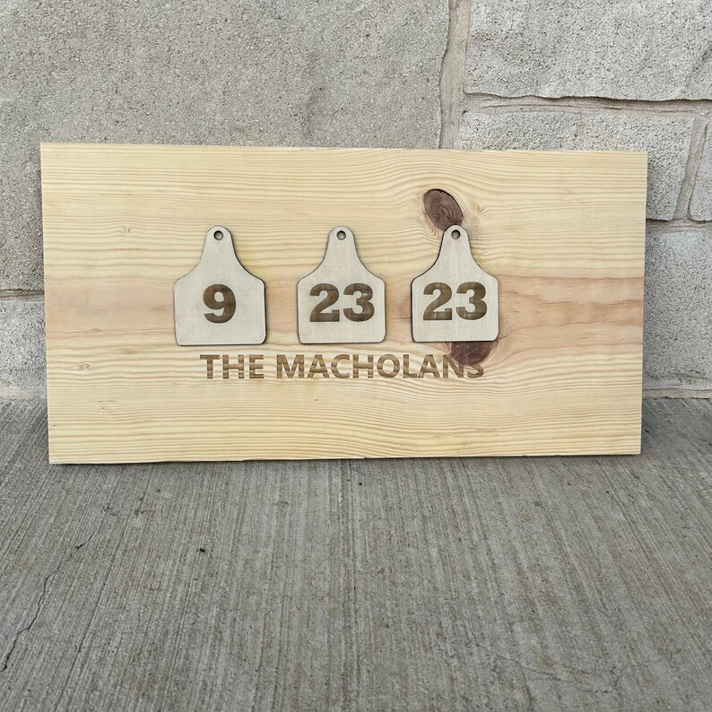 Custom Cow Tag Wedding Sign: Turquoise Inlay, Established Date, Guest ...