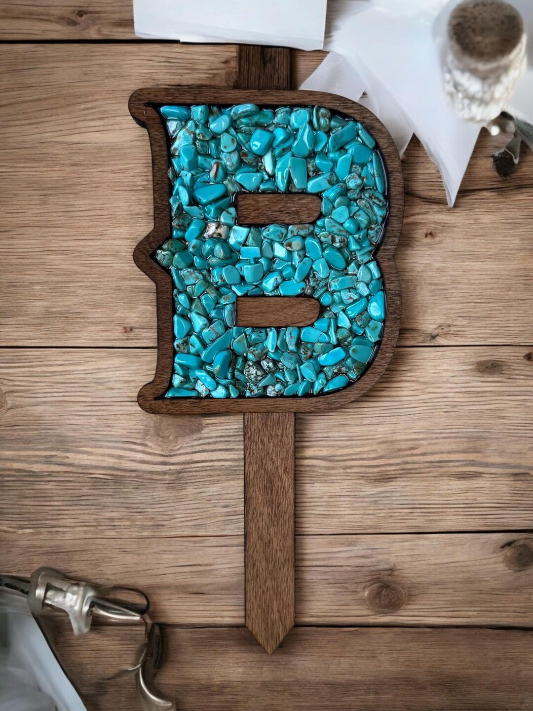 Personalized Turquoise Inlay Cake Topper - Rustic Western Wedding ...